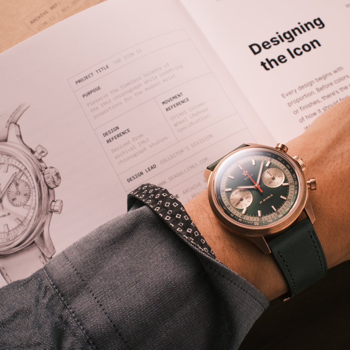 Seagull 1963 Icon II – Green Bronze Edition | Collector’s Chronograph